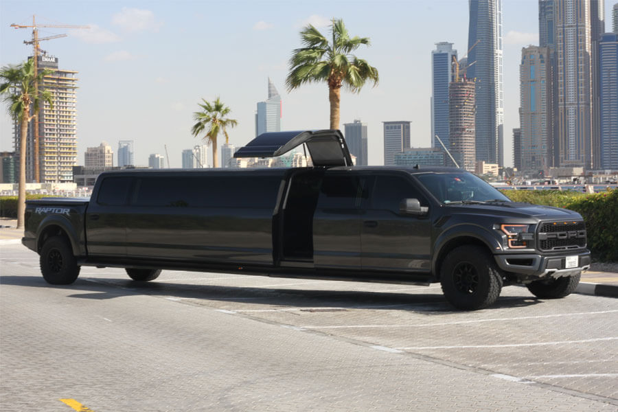 Ford Raptor Limousine - Stretch limo service - Dubai Exotic Limo